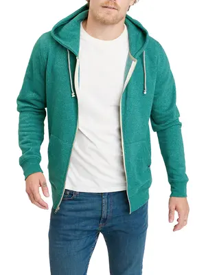 THREADS 4 THOUGHT Trim Fit Heathered Fleece Zip Hoodie Cypress
