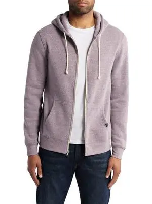 THREADS 4 THOUGHT Trim Fit Heathered Fleece Zip Hoodie - Dark Plum