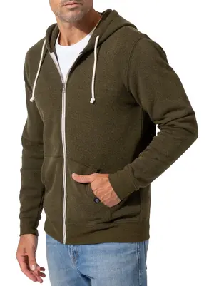 THREADS 4 THOUGHT Trim Fit Heathered Fleece Zip Hoodie Heather Fortress
