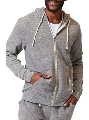 THREADS 4 THOUGHT Trim Fit Heathered Fleece Zip Hoodie - Heather Grey