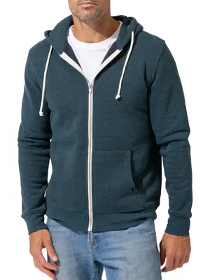 THREADS 4 THOUGHT Trim Fit Heathered Fleece Zip Hoodie Heather Mallard