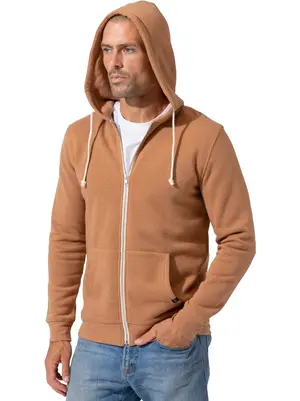 THREADS 4 THOUGHT Trim Fit Heathered Fleece Zip Hoodie Heather Saddle