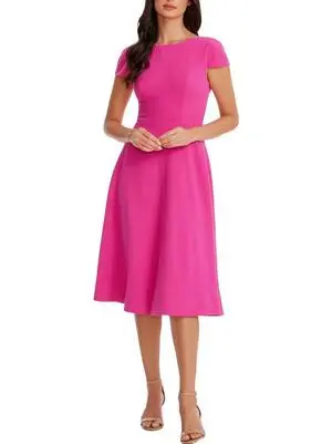 Dress The Population Livia Fit & Flare Dress - Bright Fuchsia