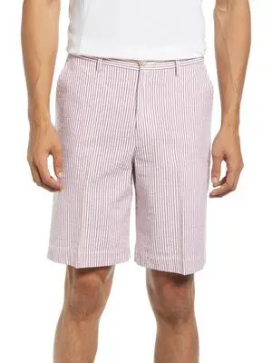 Berle Berle' Pleated Seersucker Shorts Garnet