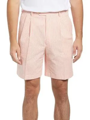 Berle Berle' Pleated Seersucker Shorts Orange