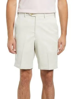 Berle Microfiber Flat-front Shorts - Stone
