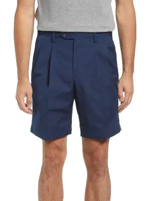 Berle Berle' Prime Pleated Poplin Shorts Navy