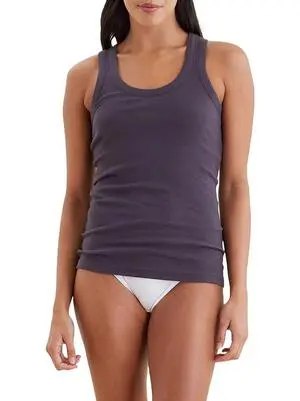 PAPINELLE Ribbed Shelf Bra Tank - Charcoal