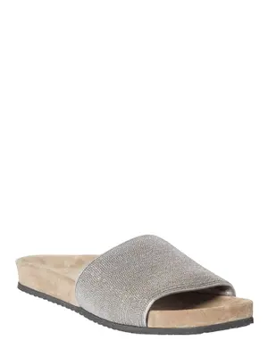 Brunello Cucinelli Monili Slide Sandal Grey