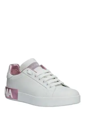 Dolce & Gabbana Portofino Platform Sneakers - White/pink