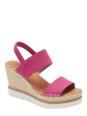 Gentle Souls Elyssa Platform Wedge Sandals Fuchsia Suede