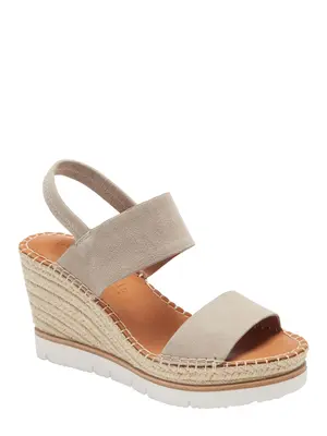 Gentle Souls Elyssa Platform Wedge Sandals Mushroom Suede