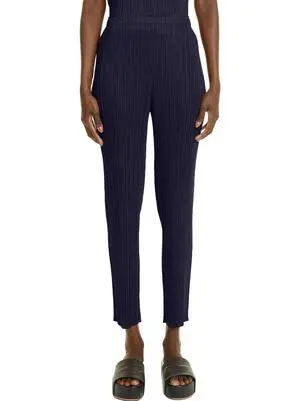 Issey Miyake Pleats Please Issey Miyake Pleated Ankle Pants Navy