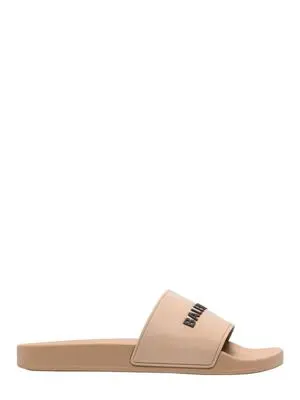Balenciaga Logo-embossed Slides - Neutrals