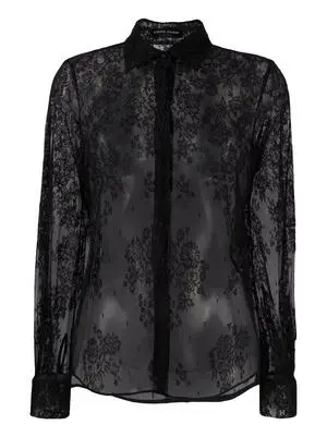 Carine Gilson Floral-lace Long-sleeve Blouse - Black