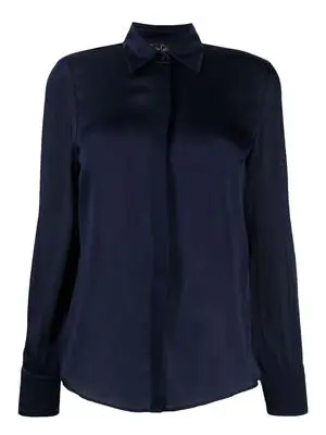 Carine Gilson Long-sleeve Silk Shirt - Blue