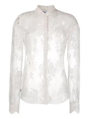 CARINE GILSON Lace Appliqué Long-Sleeve Shirt