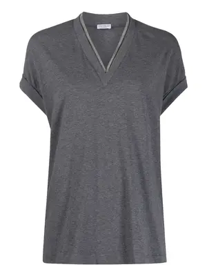Brunello Cucinelli V-neck Top - Grey