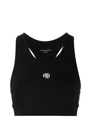 ANINE BING Logo-print Sports Bra - Black