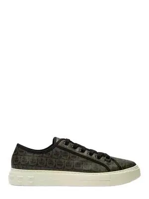 FERRAGAMO Anson Gancini Print Sneakers - Black