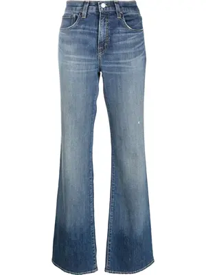 NILI LOTAN Flared Denim Jeans - Blue