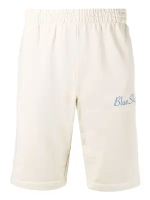 BLUE SKY INN BLUE SKY INN Logo-Embroidered Cotton Shorts Neutrals