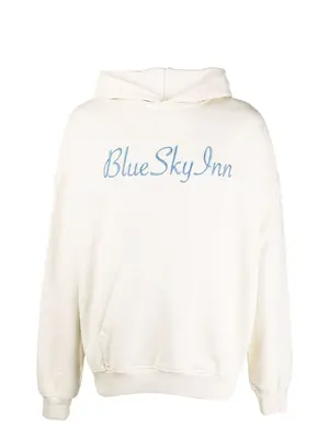 BLUE SKY INN Logo-embroidered Cotton Hoodie - Neutrals