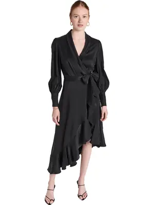 Zimmermann Zimmermann Silk Wrap Midi Dress Black