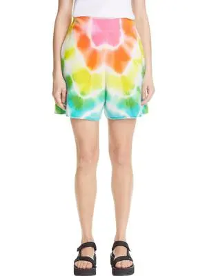 THE ELDER STATESMAN Tie Dye Cashmere Shorts - Ivory Multi