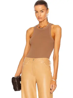 NILI LOTAN Jennifer Rib Tank Top Chestnut