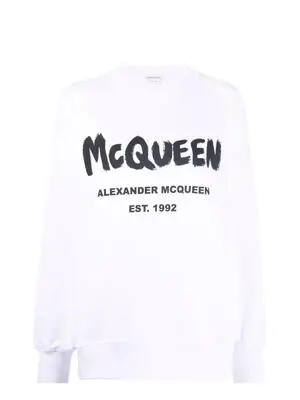 Alexander McQueen Logo-print Cotton Sweatshirt - White