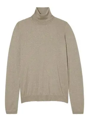 Brunello Cucinelli Metallic Cashmere-blend Turtleneck Sweater - Brown