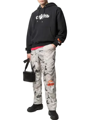 Heron Preston Logo Print Hoodie - Black