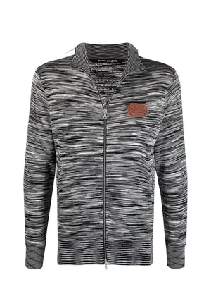 Palm Angels X Missoni Melange Knit Zip-front Track Jacket - Black