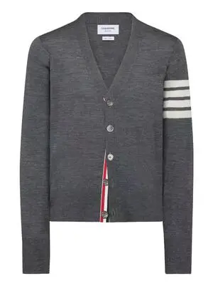 Thom Browne 4-bar Knitted Cardigan - Grey
