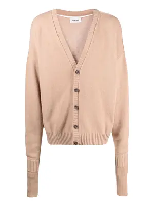 AMBUSH Logo-intarsia Knit Cardigan - Neutrals