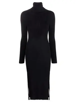 Philosophy Di Lorenzo Serafini Ribbed-knit Fitted Midi Dress - Black