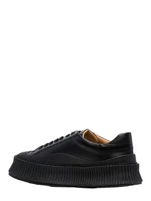 JIL SANDER Leather Platform Sneakers - Black