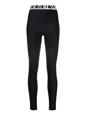 Versace Logo-waistband Leggings - Black