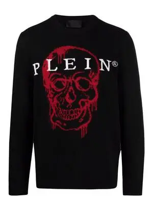 Philipp Plein Skull Intarsia-knit Jumper - Black