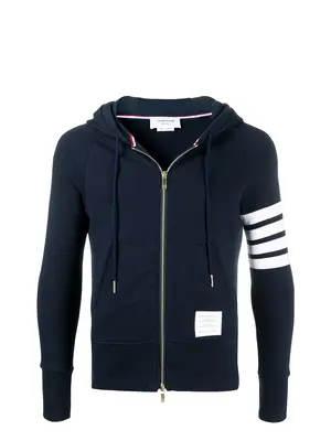 Thom Browne 4-bar Cotton Hoodie - Blue