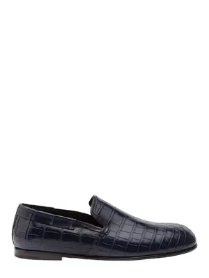 Dolce & Gabbana Crocodile-embossed Leather Loafers - Blue