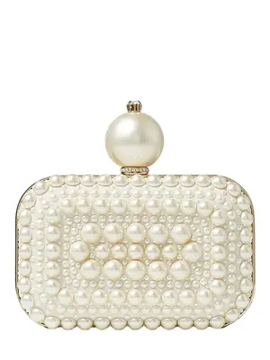 JIMMY CHOO Micro Cloud Pearl-embellished Clutch Bag - White