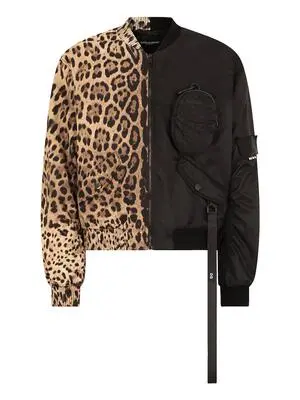 Dolce & Gabbana Leopard-print Spliced Bomber Jacket - Black