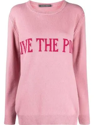 Alberta Ferretti Slogan-print Knitted Jumper - Pink