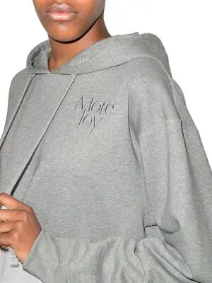 MORE JOY Logo-embroidered Cropped Hoodie - Grey