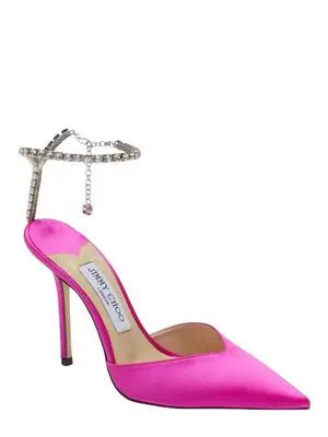 JIMMY CHOO Saeda Crystal Ankle Strap Pumps