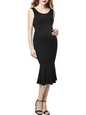 KIMI + KAI Bria Maternity Mermaid Midi Dress - Black