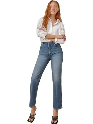REFORMATION Cynthia High Rise Straight Jeans Ponce