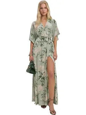 REFORMATION Winslow Wrap Dress - Green